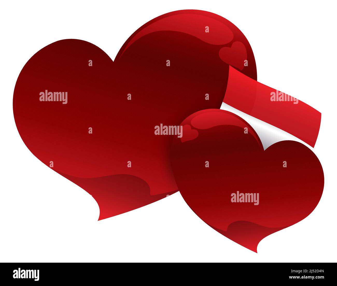 Red glossy hearts with loose-leaf calendar to reminder special romantic ...