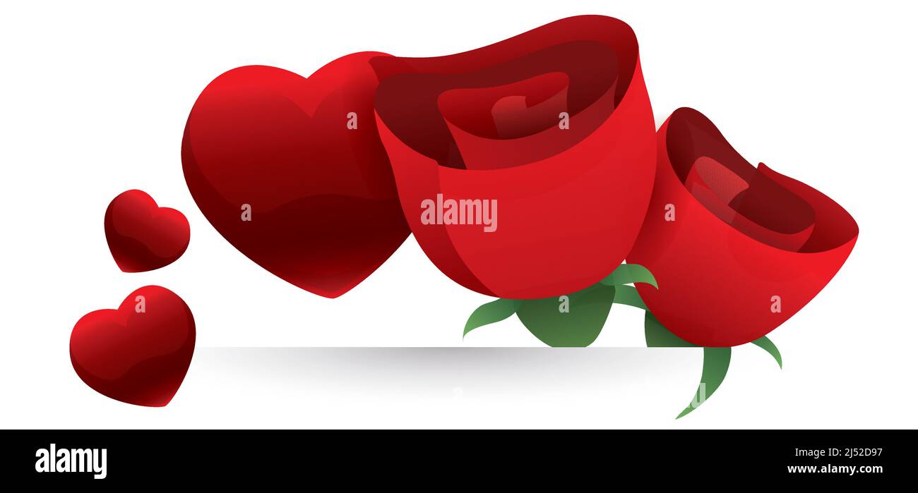Design with gradient effect of red roses and floating hearts over white ...