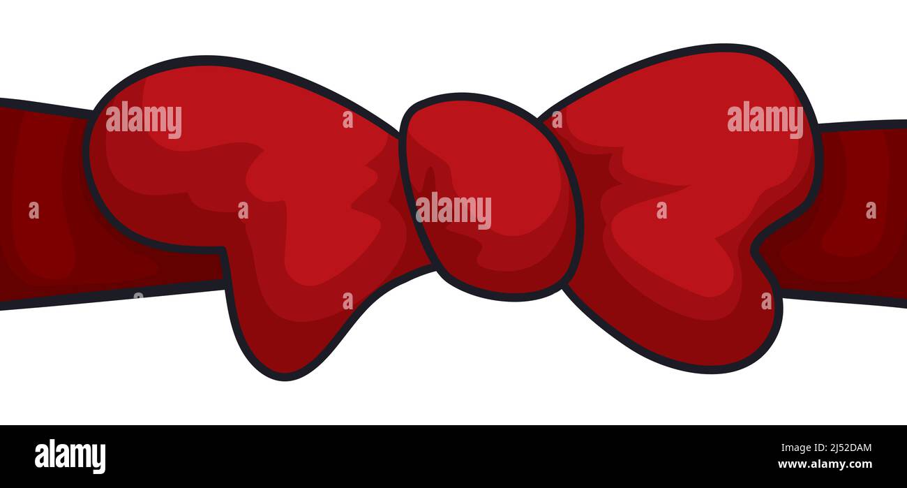 Close up view of red ribbon in horitzontal position. Design isolated ...