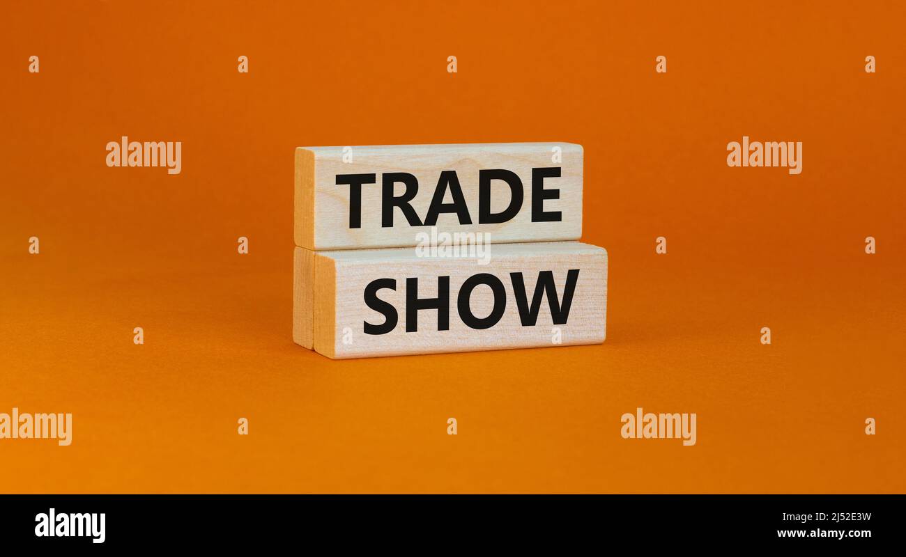 Trade show symbol. Wooden blocks with concept words Trade show on ...