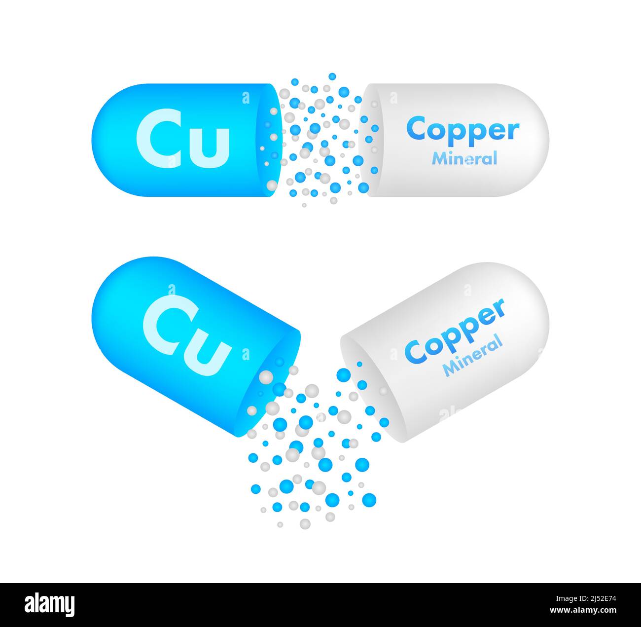 Mineral Cu Copper blue shining pill capsule icon. Substance For Beauty ...