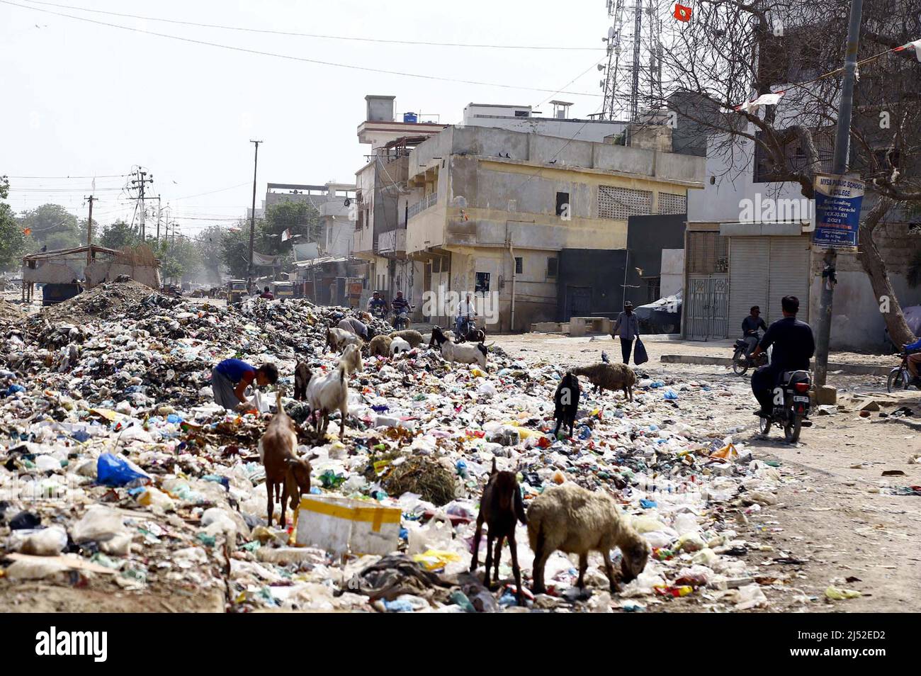 Hyderabad, Pakistan, 19/04/2022, Huge heap of garbage creating problems ...