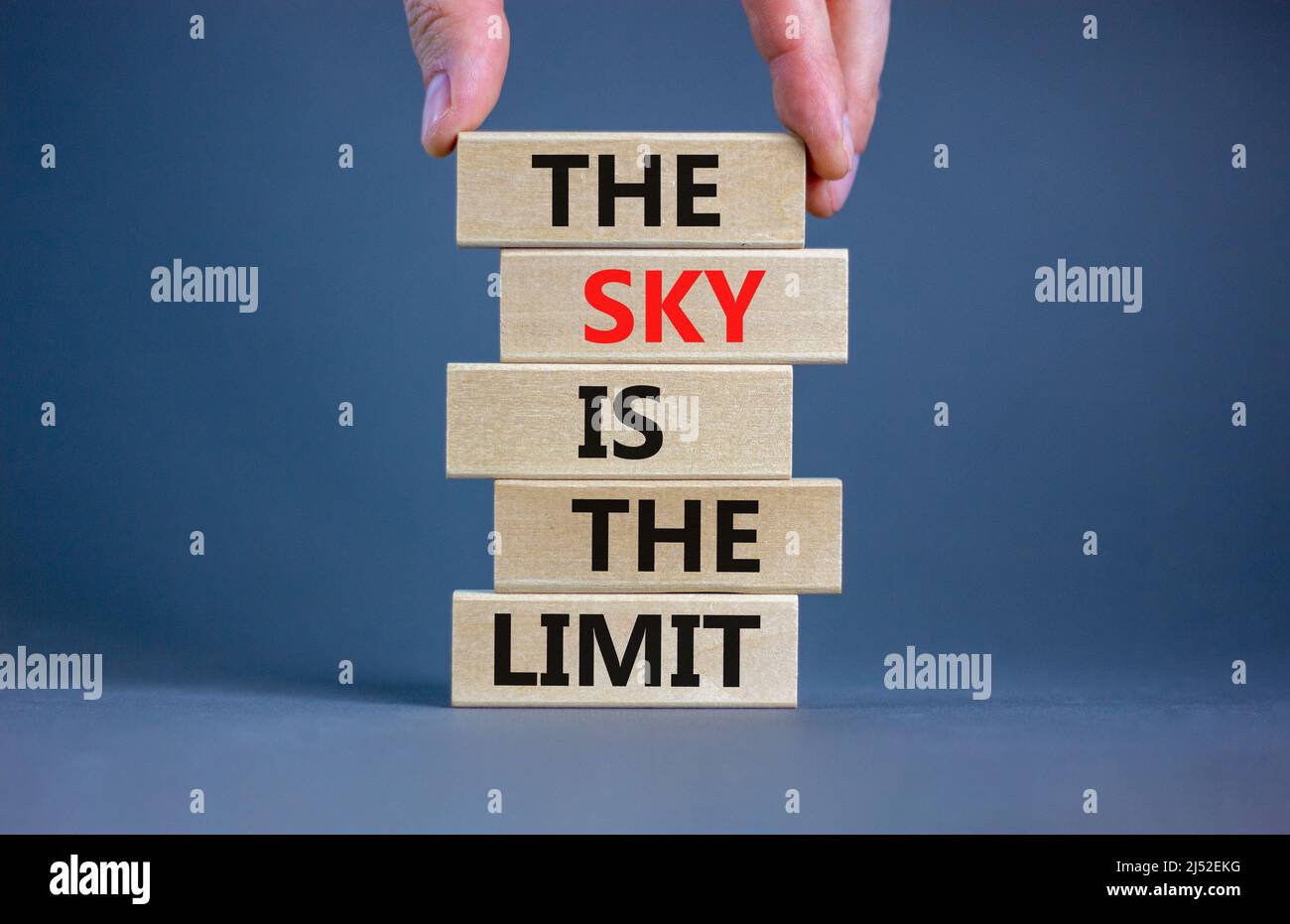 Sky is limit symbol. Concept words The sky is the limit on wooden ...