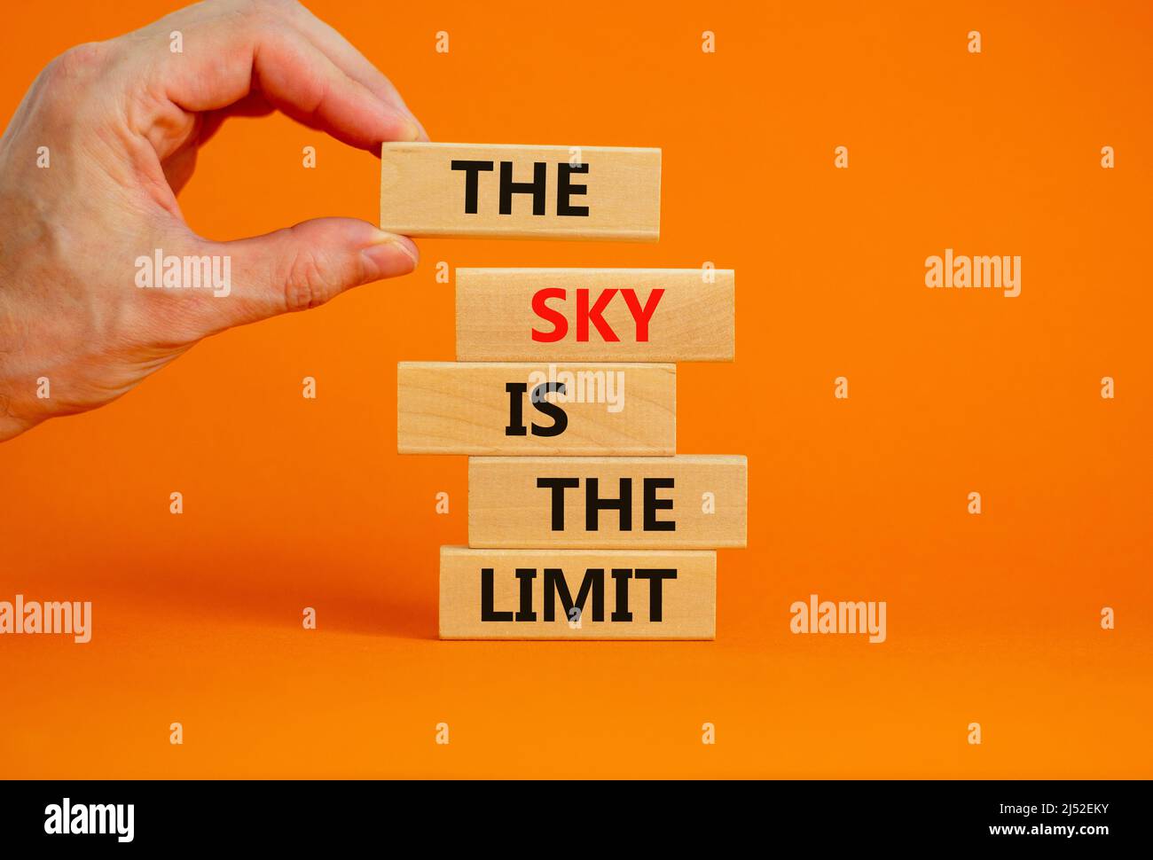 Sky is limit symbol. Concept words The sky is the limit on wooden ...