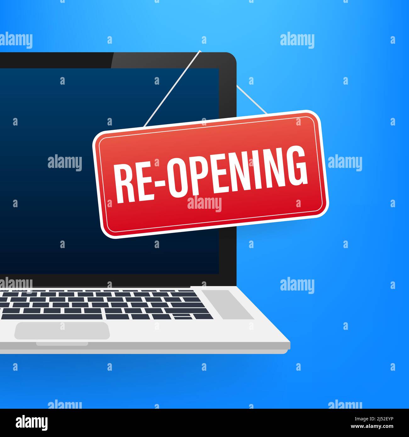 Re opening hanging sign on white background. Sign for door. Vector ...