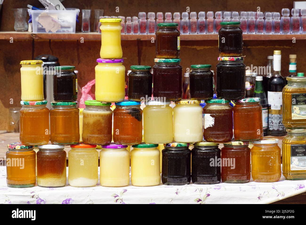 organic products, producer market, Nohur lake, Azerbaijan, Azərbaycan ...