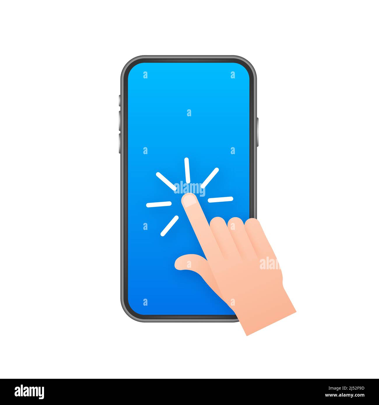 Click smartphone. Empty screen, phone mockup. Device mockup. Cursor ...