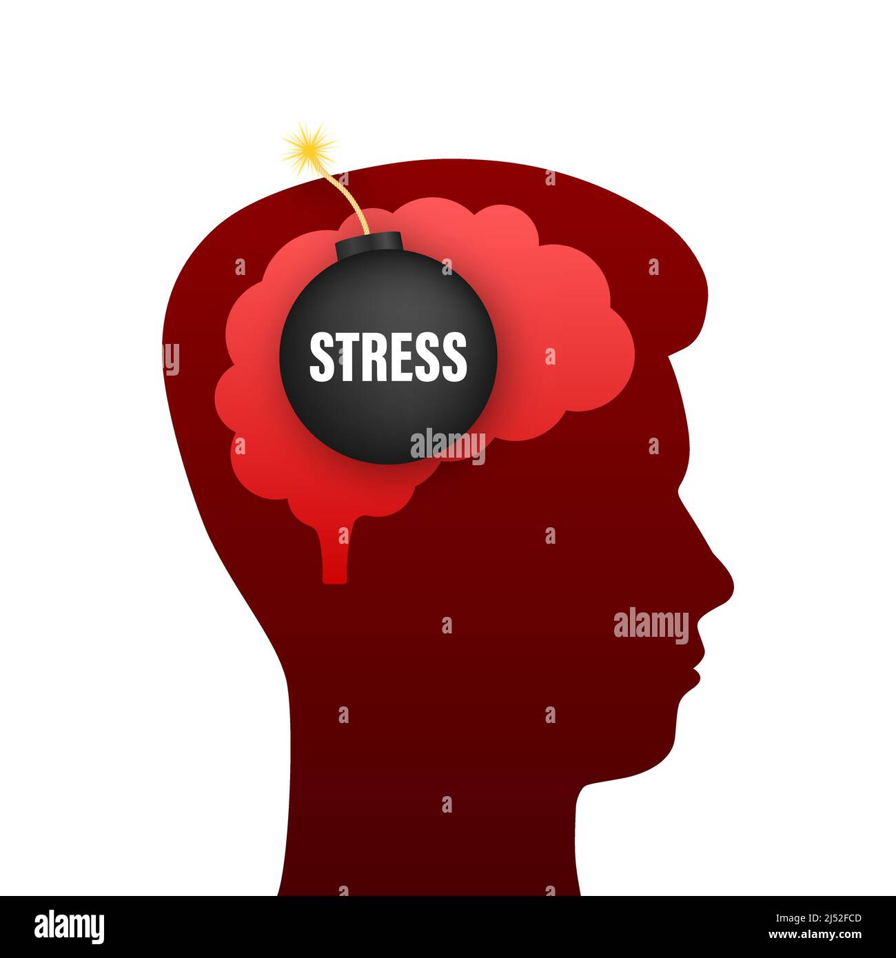 Abstract illustration with head stress on white backdrop. Cartoon ...
