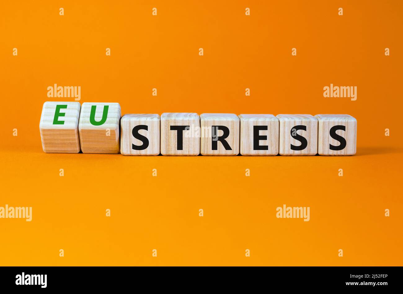Eustress or stress symbol. Turned wooden cubes and changed the concept ...