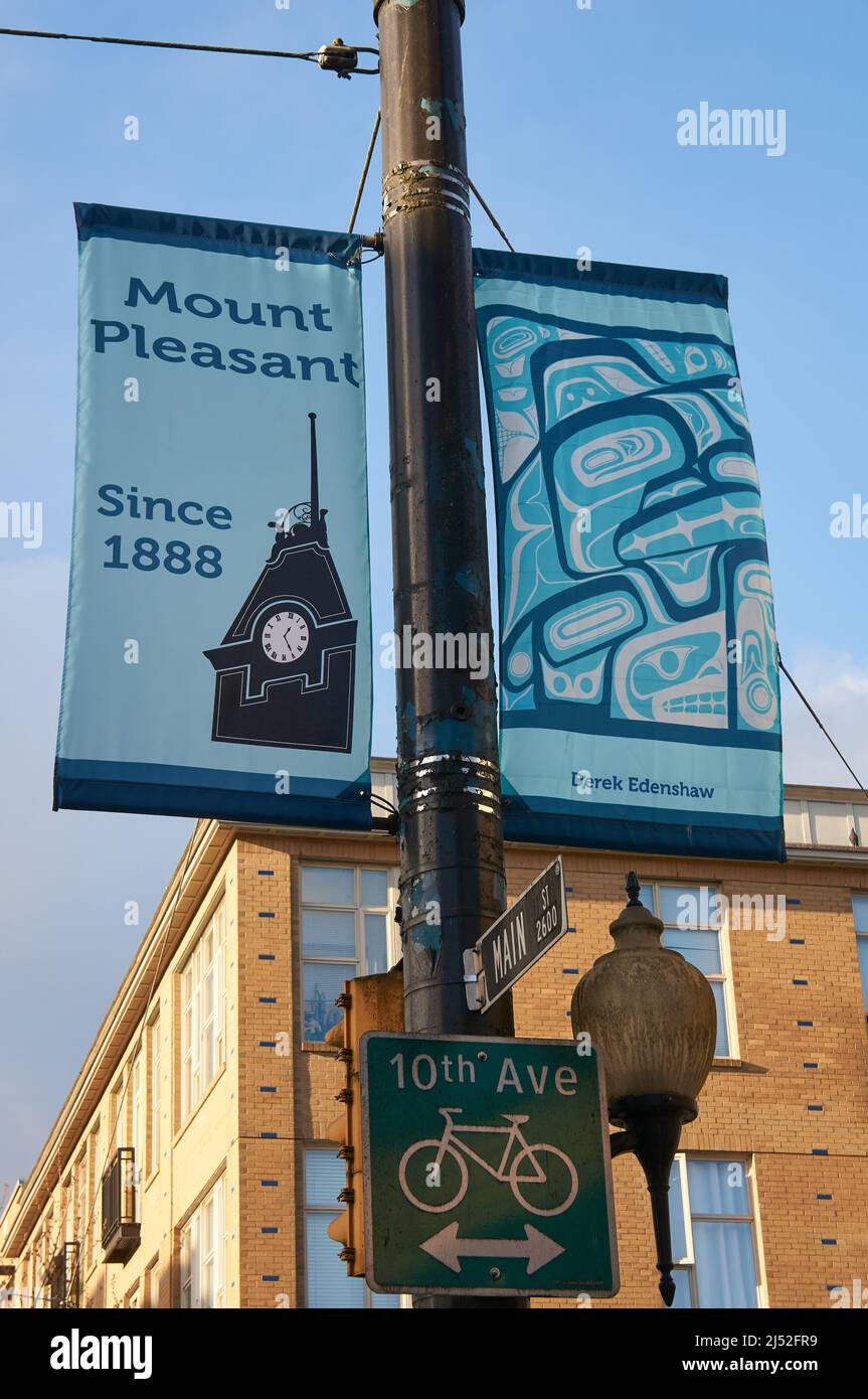 Decorative banners on a lamppost in the historical Mount Pleasant ...