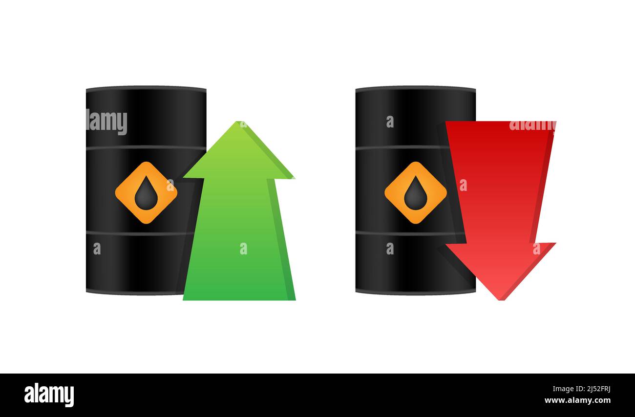 Rise and decline in price of oil market prices. Oil barrels. World ...