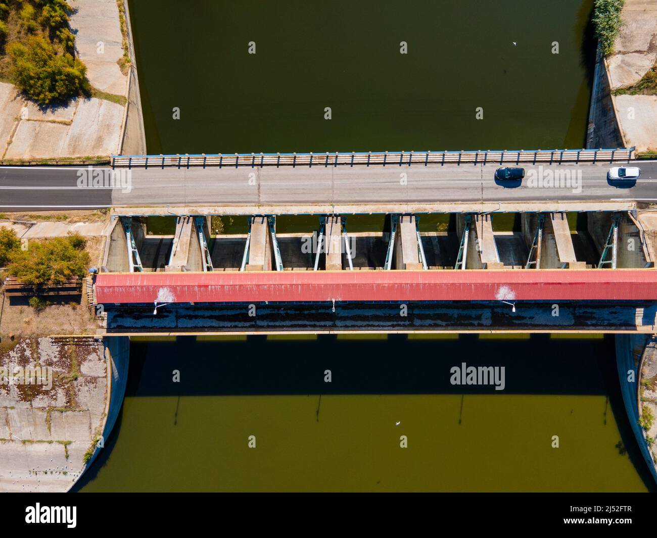 Aerial view of barrier of Kerkini lake,Lithotopos , Greece Stock Photo ...