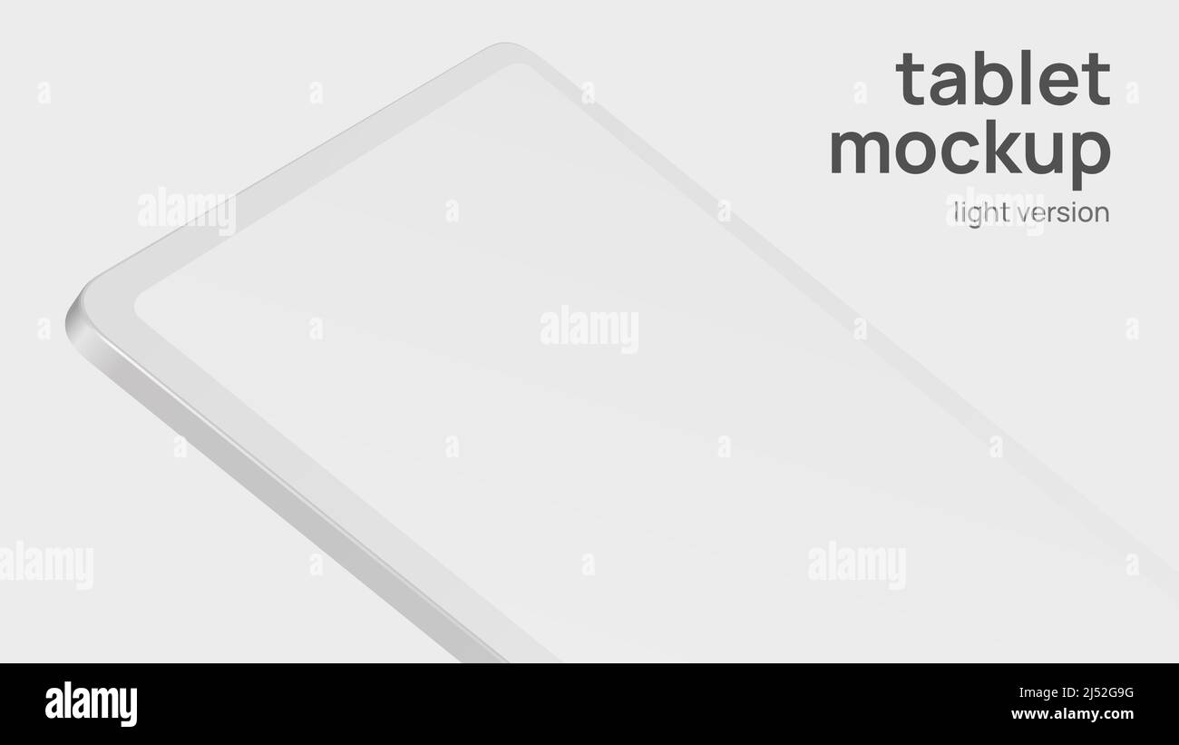 White Tablet Horizontal Mockup with Editable Screen. Vector ...