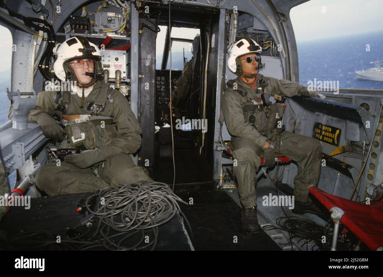crew of a CH 46 helicopter of US Marines during NATO exercises in the ...
