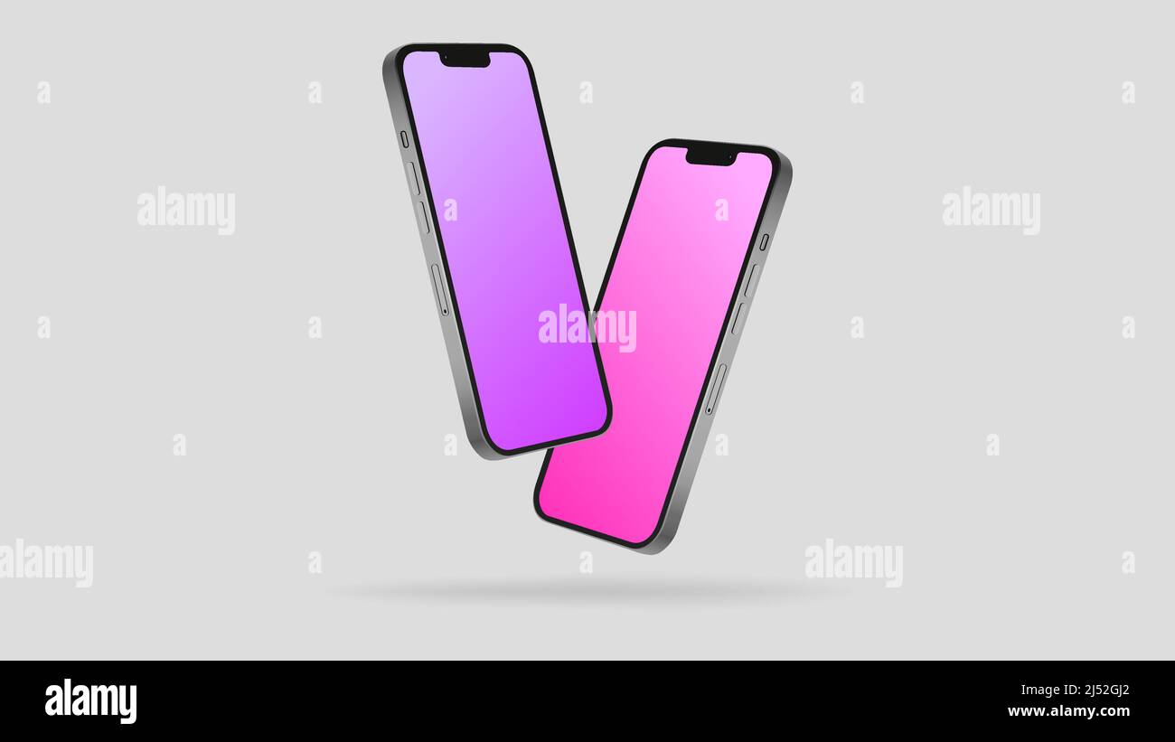Two Smartphones in Diagonal Angle. Editable Mockup. Vector illustration ...