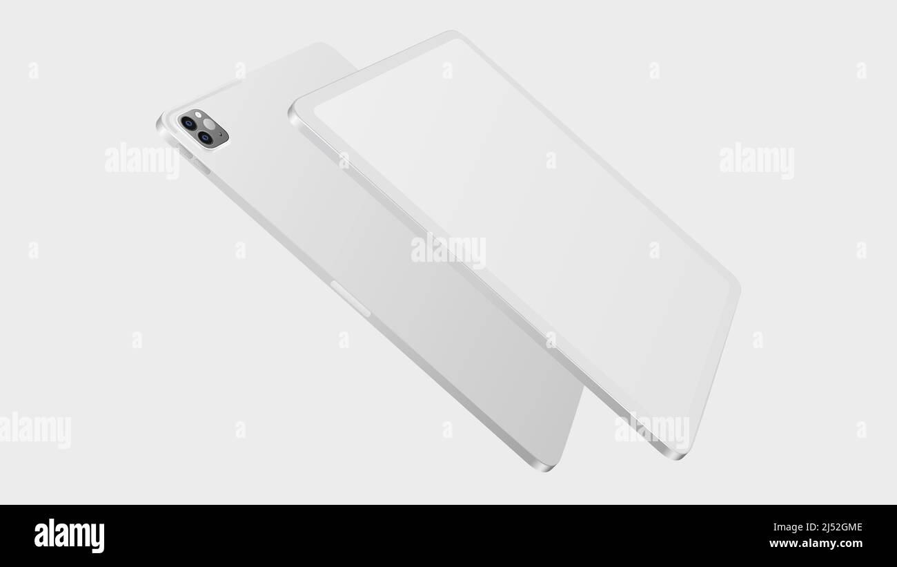 White Tablet Mockup. Front and Back View. Vector illustration Stock ...