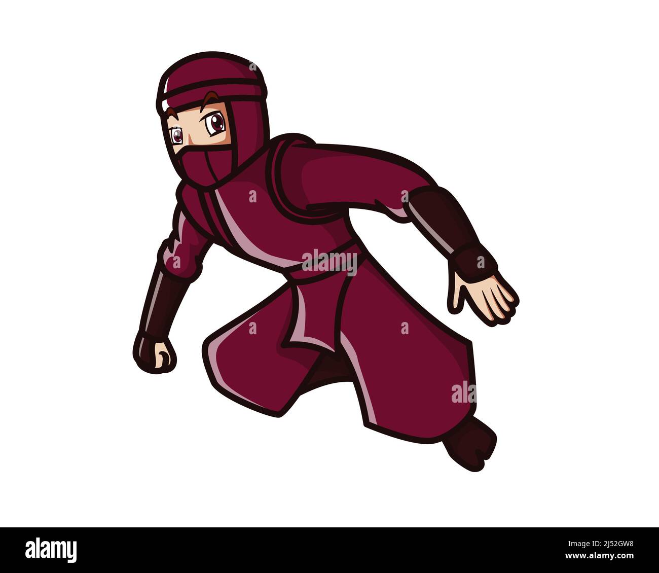 Detailed Ninja Mascot with Jumping Gesture Illustration Vector Stock ...