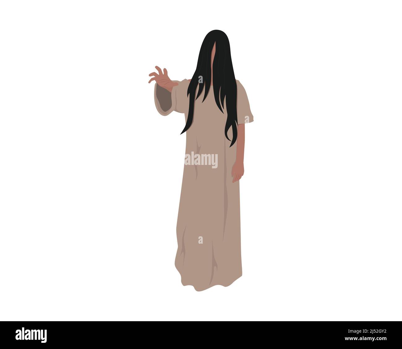 Detailed Creepy Lady or Kuntilanak Illustration Vector Stock Vector ...
