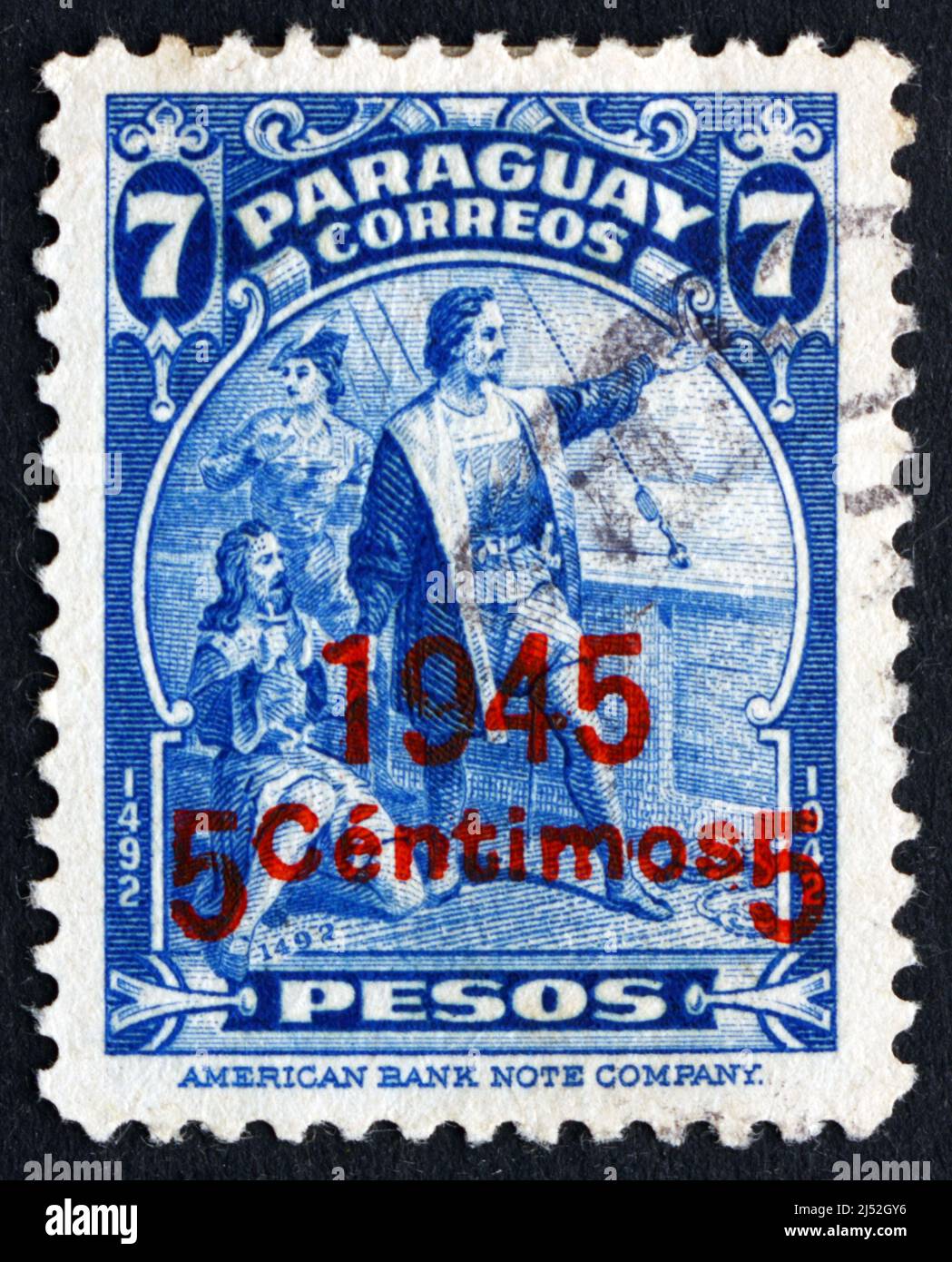 PARAGUAY - CIRCA 1945: a stamp printed in Paraguay shows Christopher ...