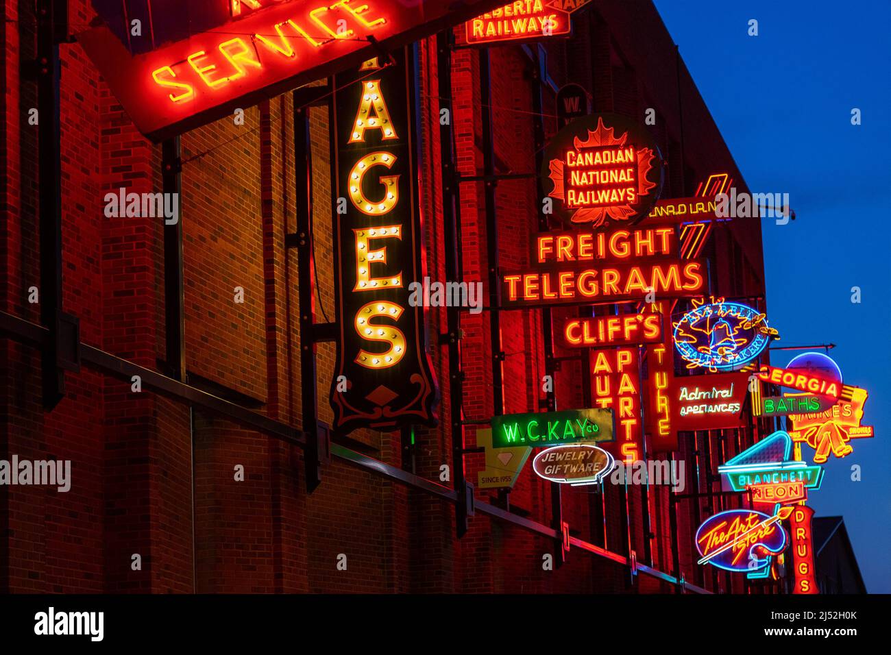 EDMONTON, CANADA - APRIL 17, 2022: Free outdoor public Neon Sign Museum ...