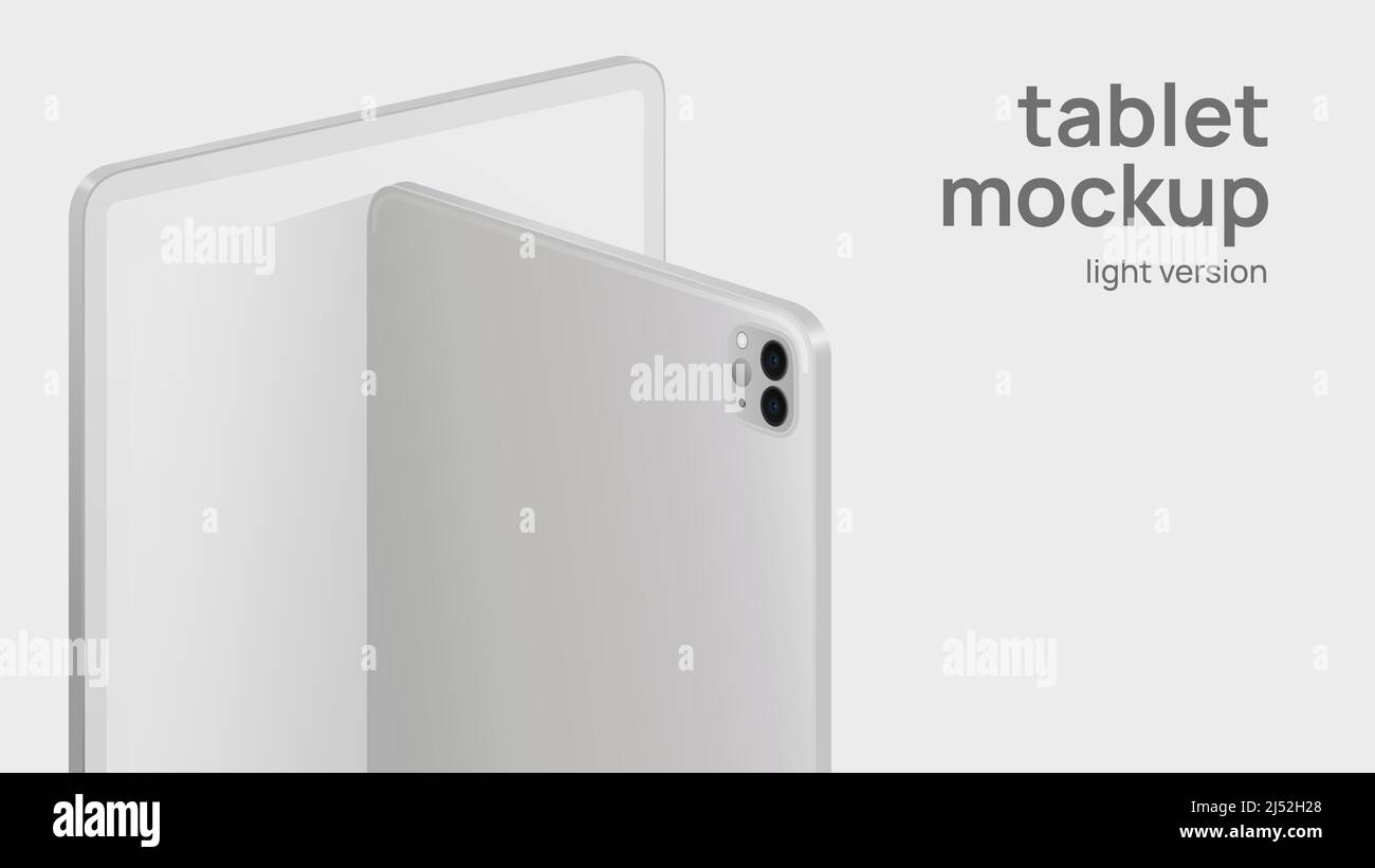 White Tablet Horizontal Mockup. Light Version. Vector illustration ...