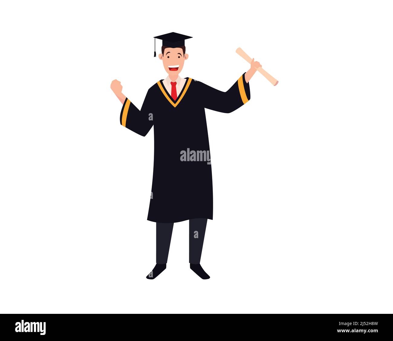 a Man Celebrating College Graduate and Holding Diploma Roll Vector ...