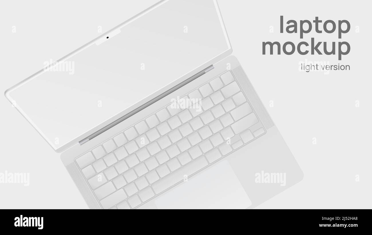 White Laptop. Top View. Mockup with Editable Screen. Light Version ...