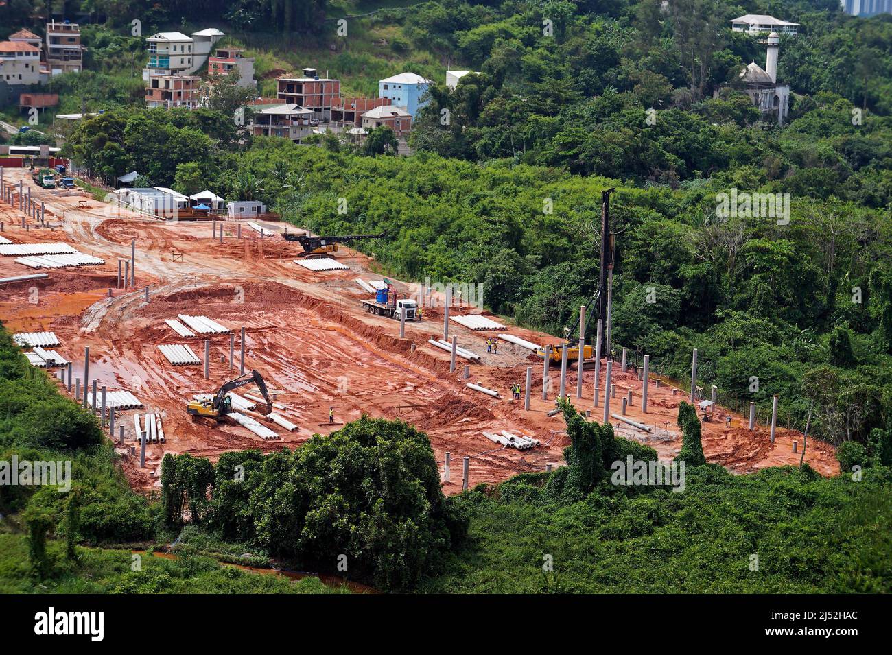 RIO DE JANEIRO, BRAZIL - JANUARY 5, 2021: Earthmoving for building ...