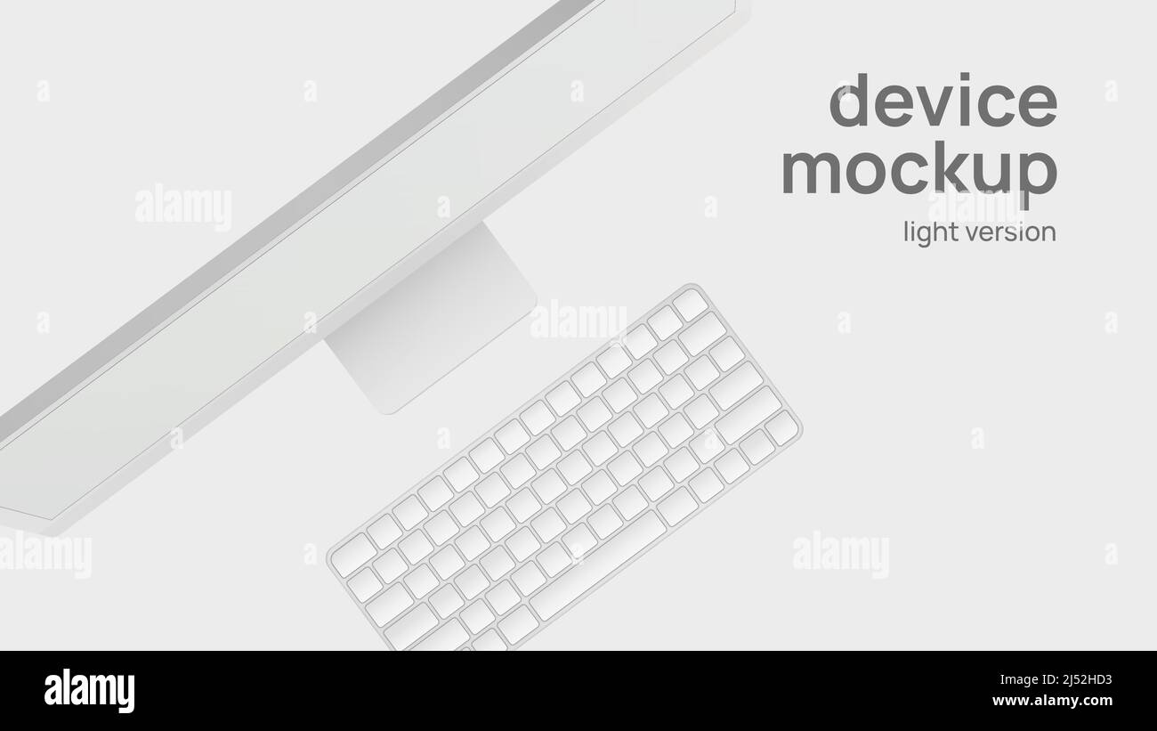 White Personal Computer Mockup. Top View. Light Version. Vector ...