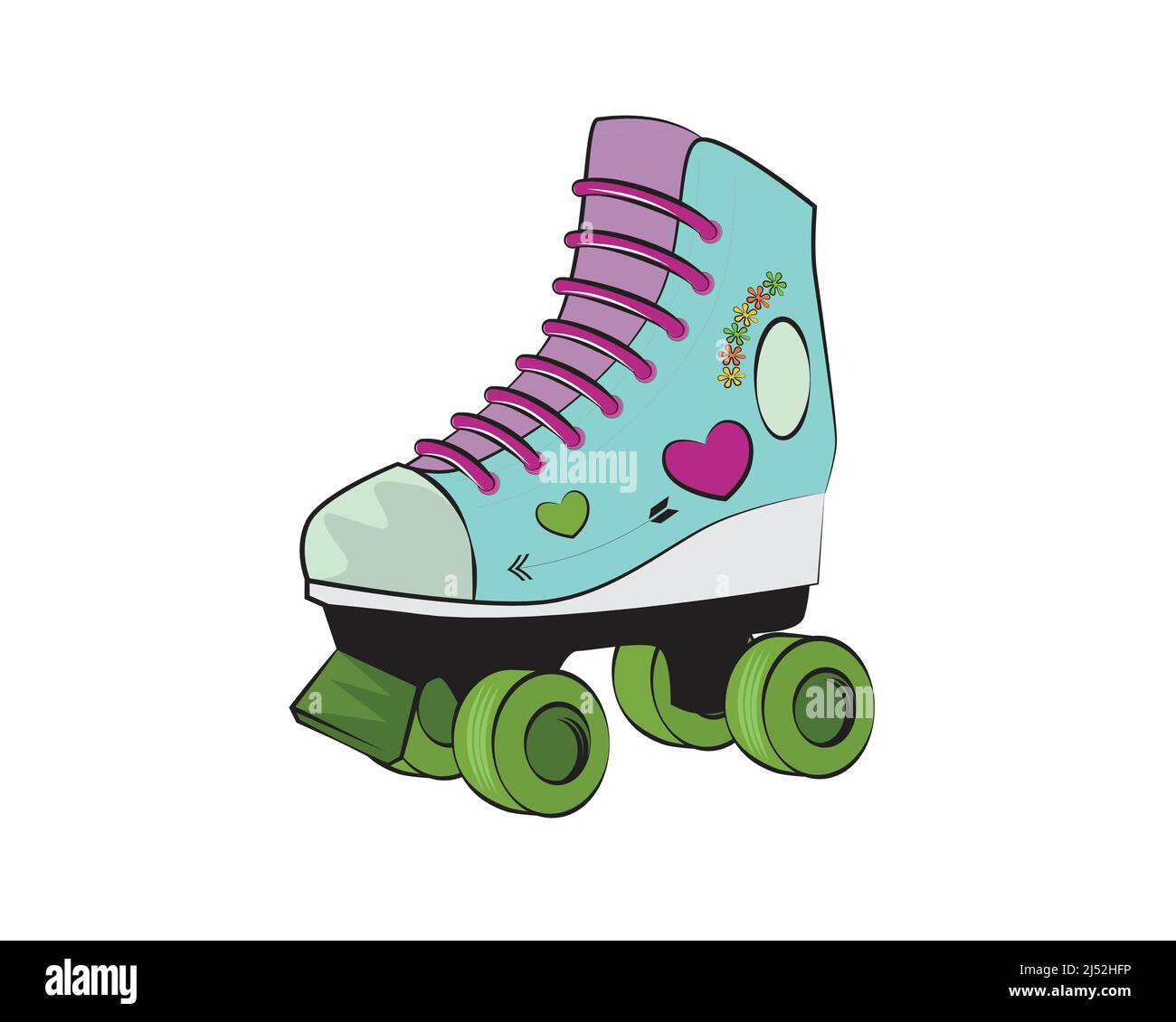 Roller Skate with Cute Icons Illustration Vector Stock Vector Image ...