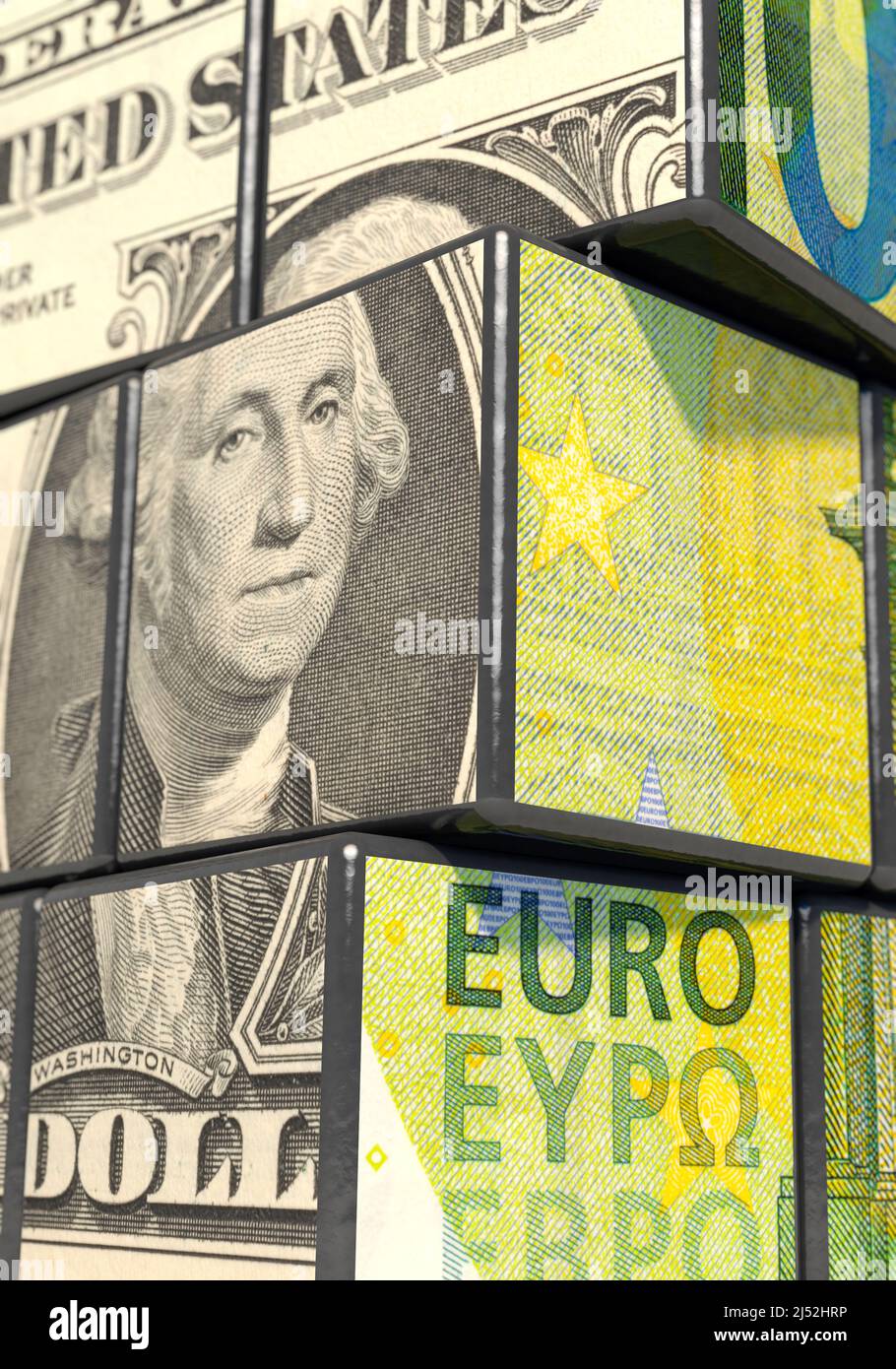 Exchange market Dollar and Euro, portrait format Stock Photo - Alamy