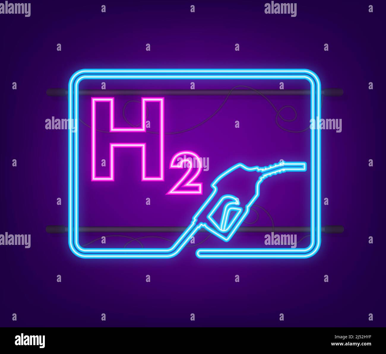 Hydrogen car station neon icon, H2 gas. Renewable Eco Energy. Vector ...