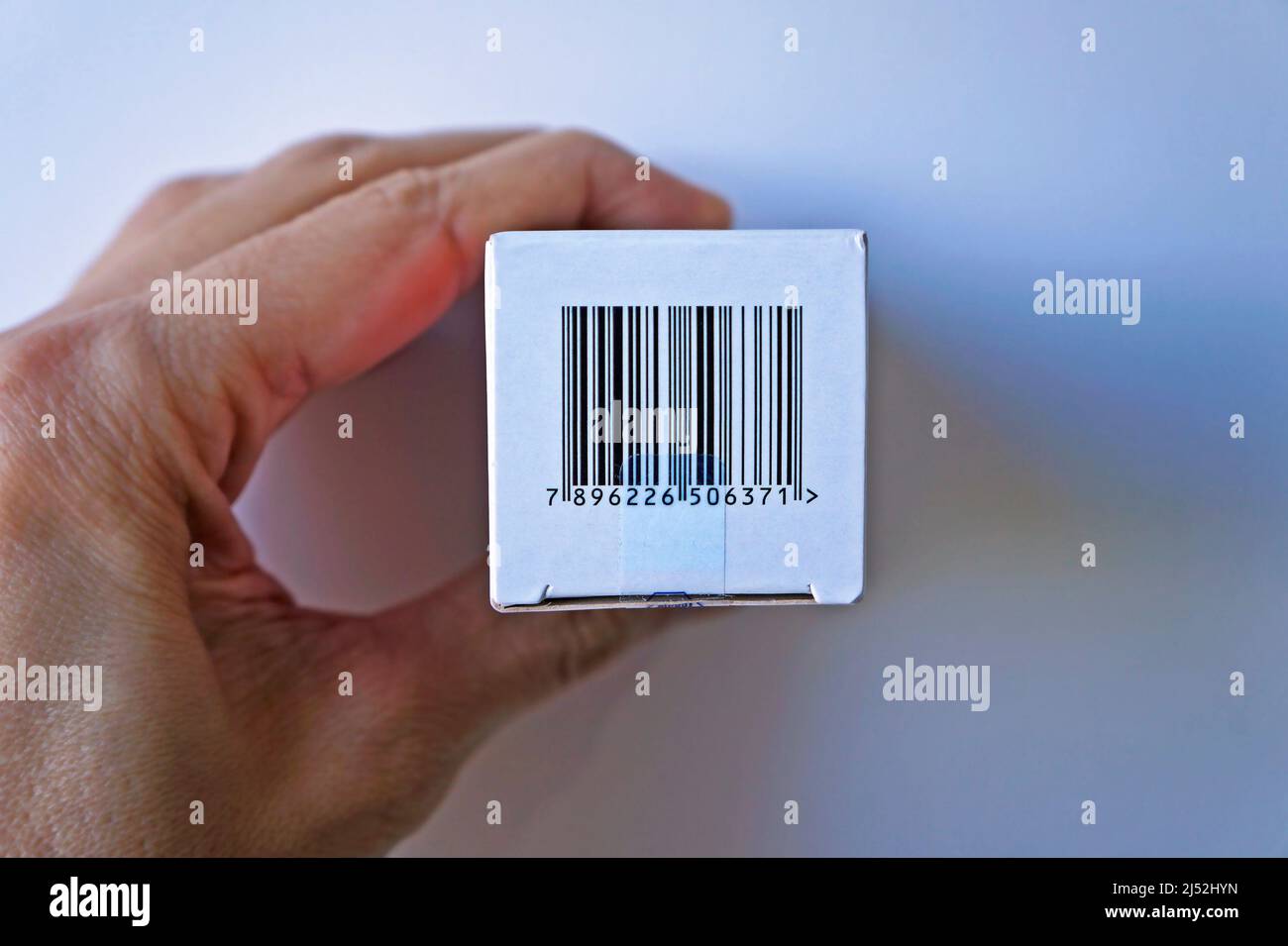 RIO DE JANEIRO, BRAZIL - APRIL 30, 2021: Barcode in medicine box on ...