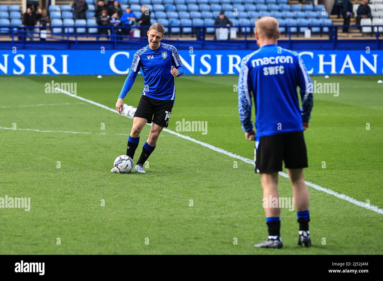 George Byers #14 of Sheffield Wednesday during the pre-game warmup with ...
