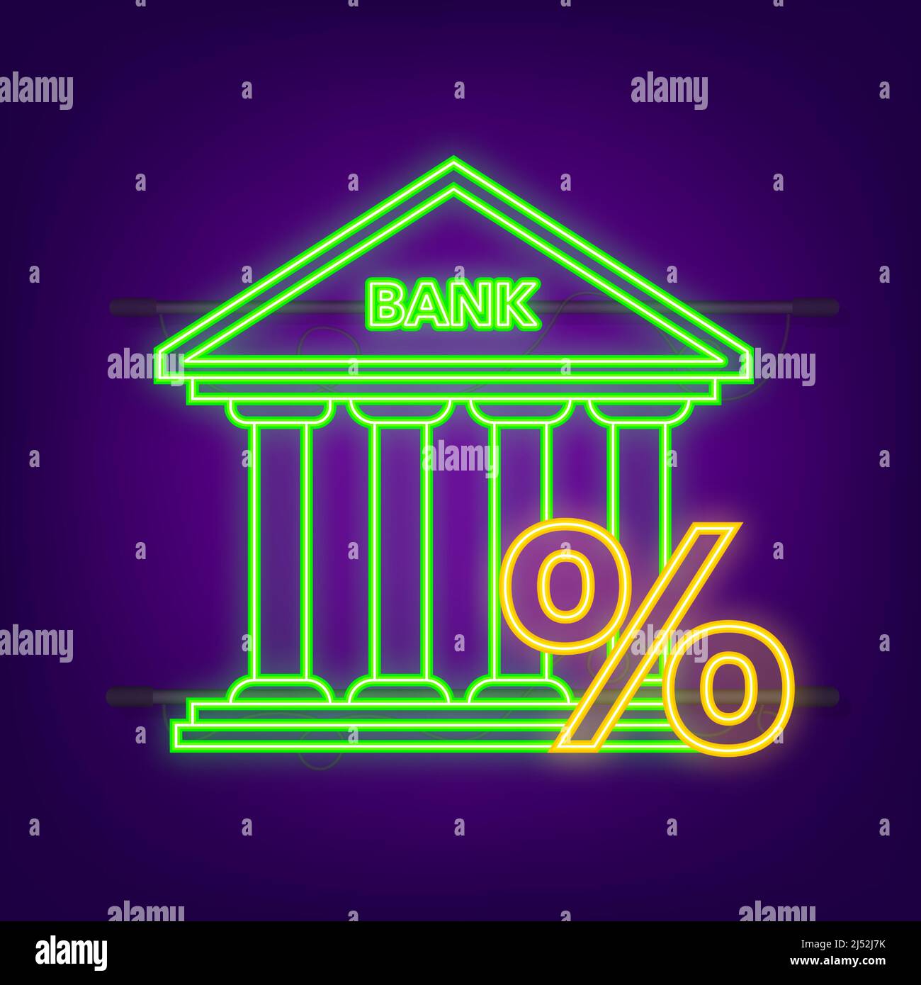 Bank deposit and percent neon sign. Online banking. Business financial ...