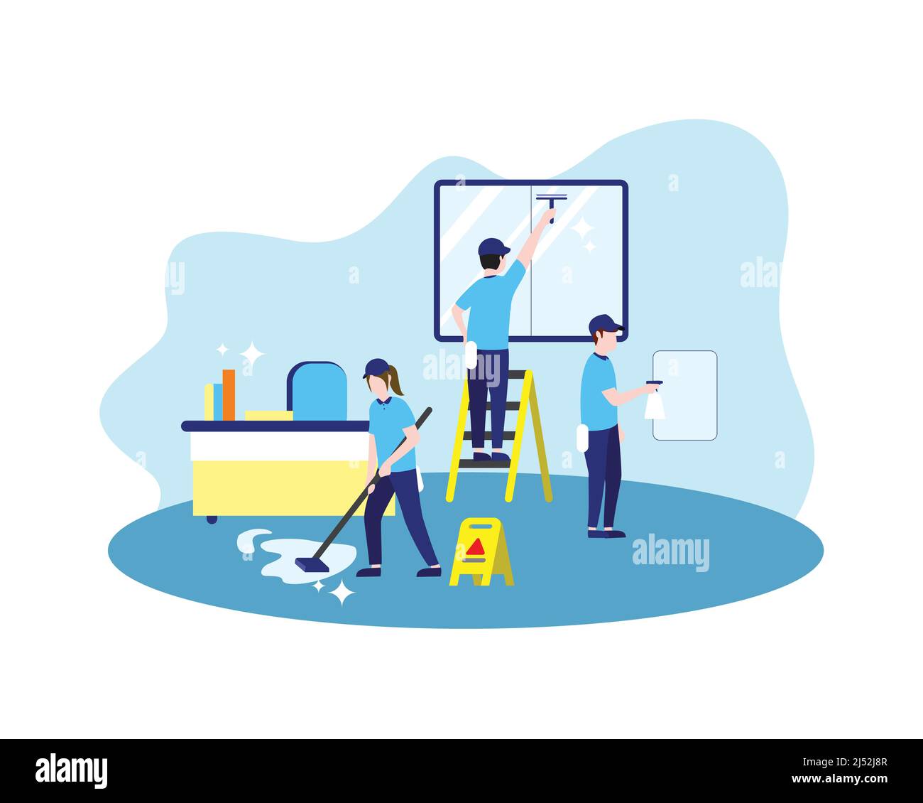 Woman washing floor office Stock Vector Images - Alamy