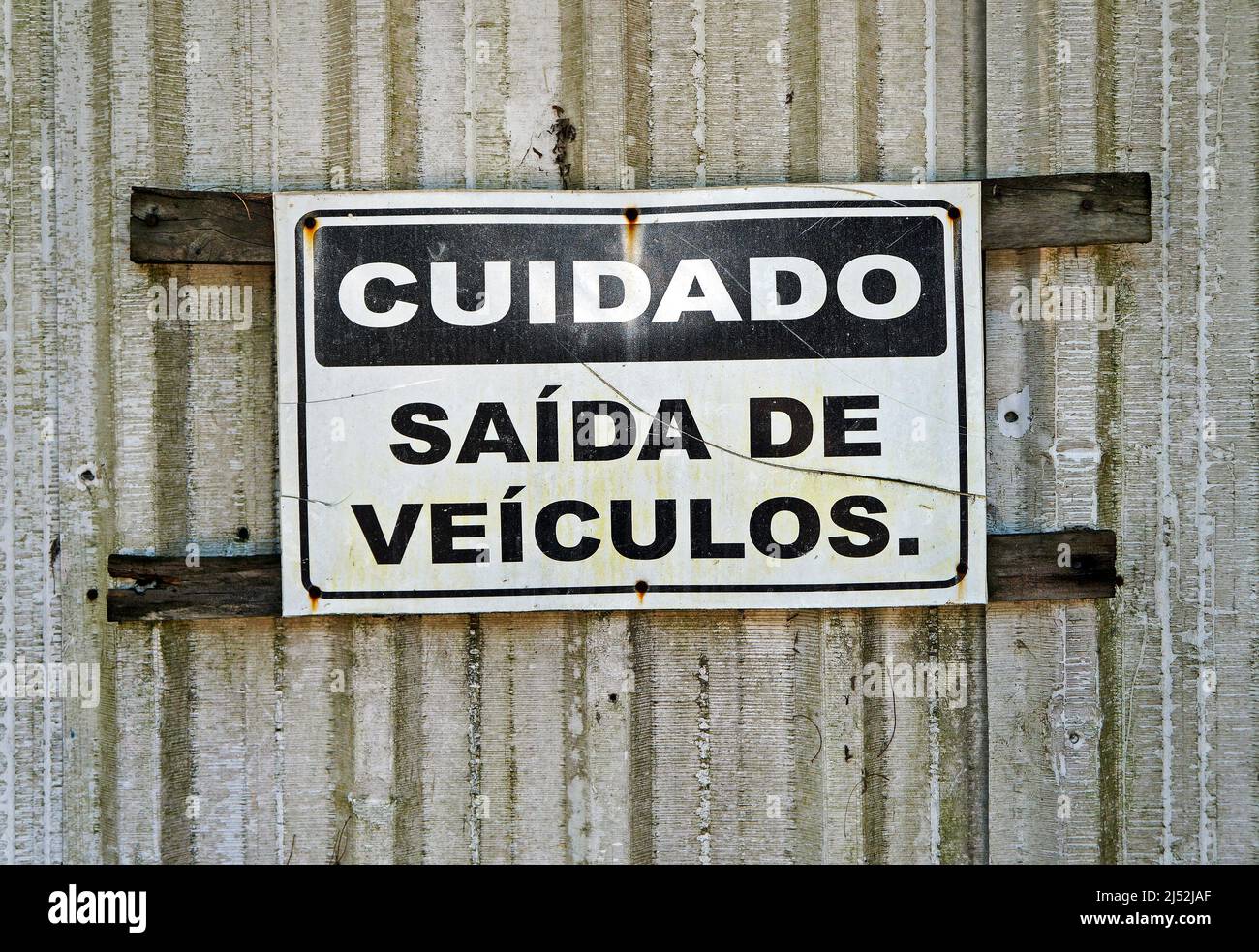 RIO DE JANEIRO, BRAZIL - AUGUST 24, 2021: Old warning sign in ...