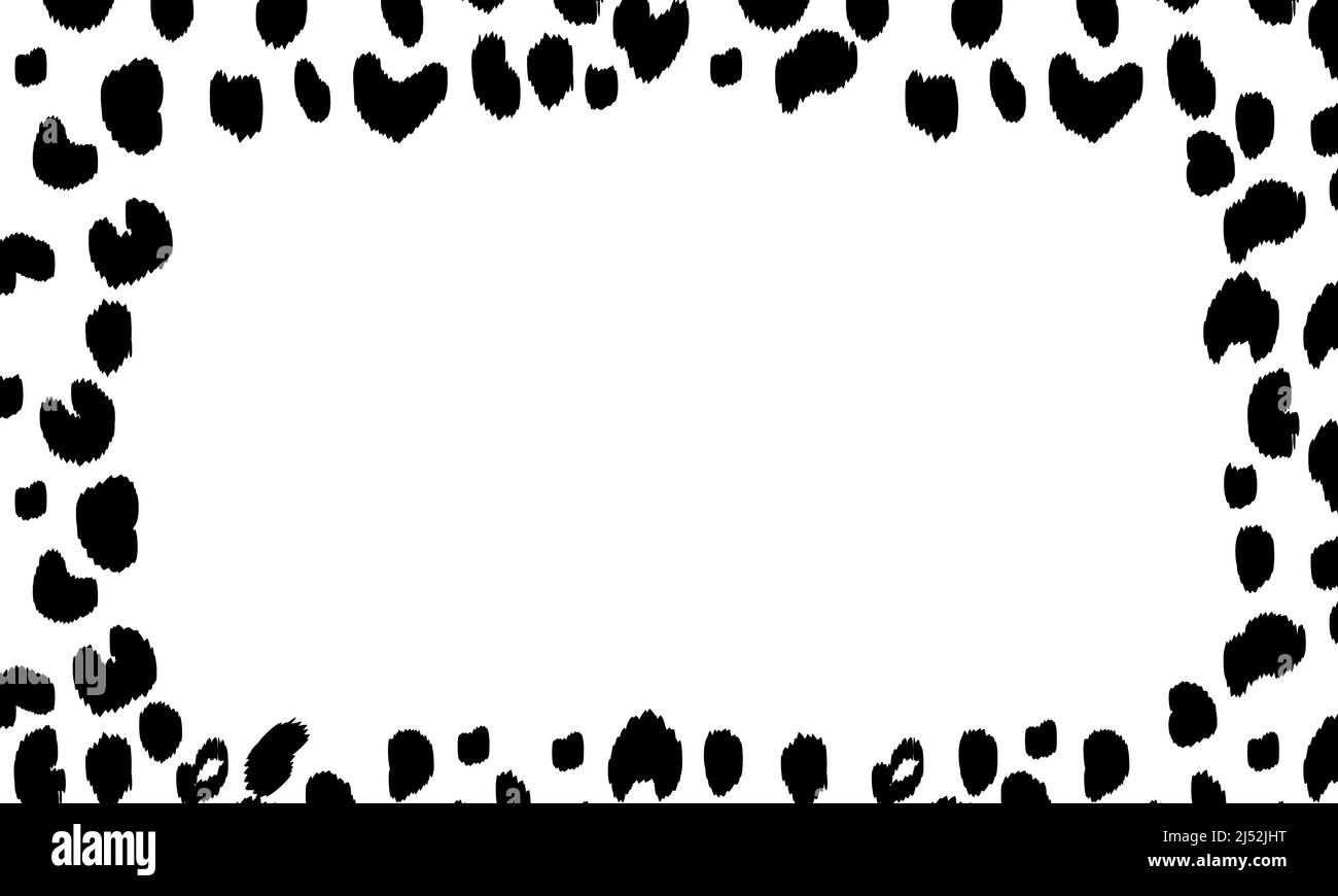 Black And White Frame With Modern Ornament Of Stylized Leopard Skin