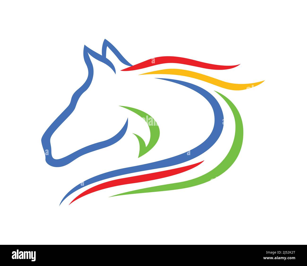 Simple Colorful Horse Head Symbol with Silhouette Style Stock Vector ...