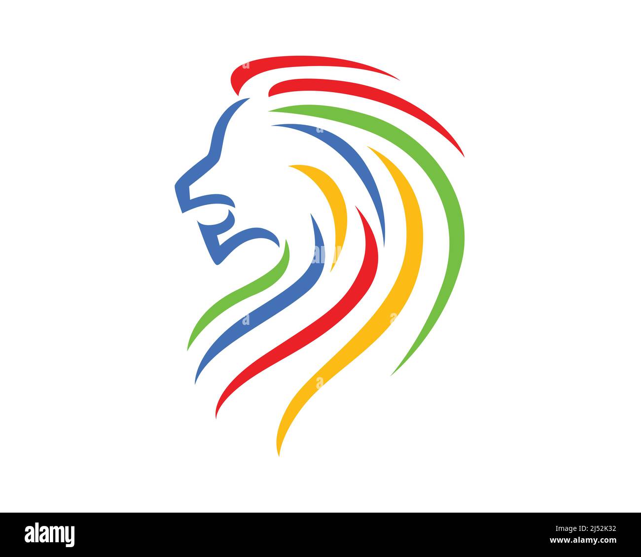 Simple Colorful Lion Head Symbol with Silhouette Style Stock Vector ...