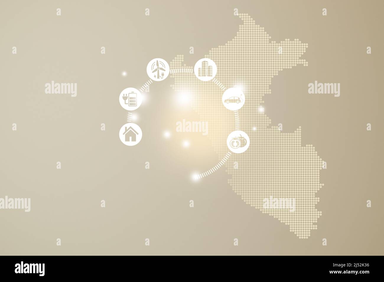 Energy innovation with future industry of power generation icons ...