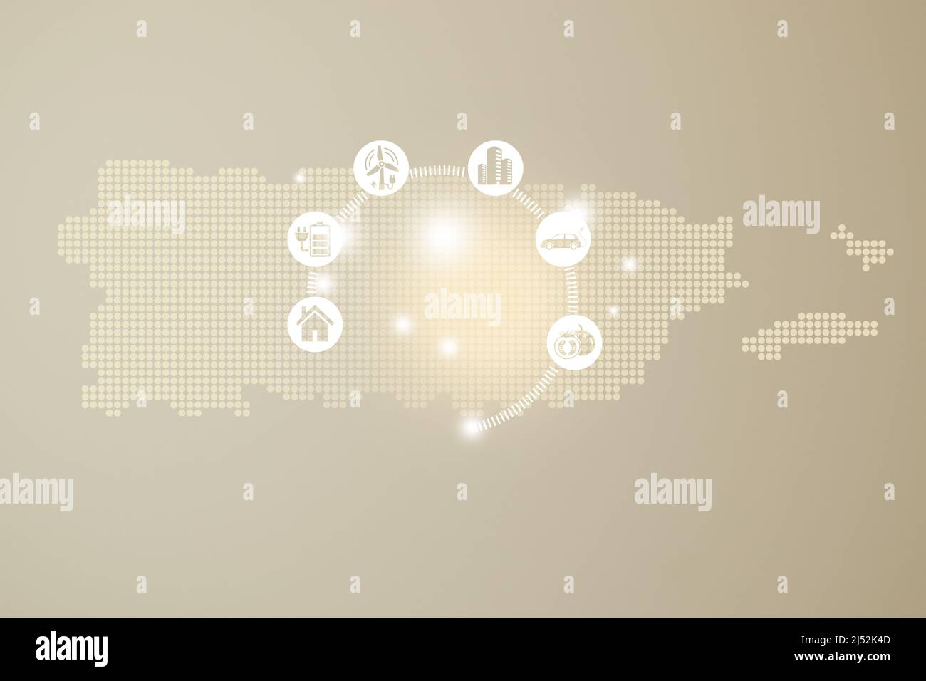 Energy innovation with future industry of power generation icons ...