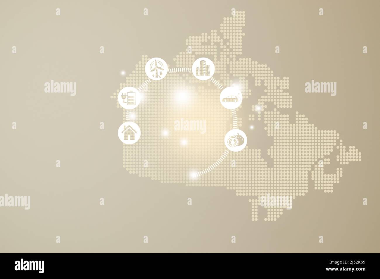 Energy innovation with future industry of power generation icons ...