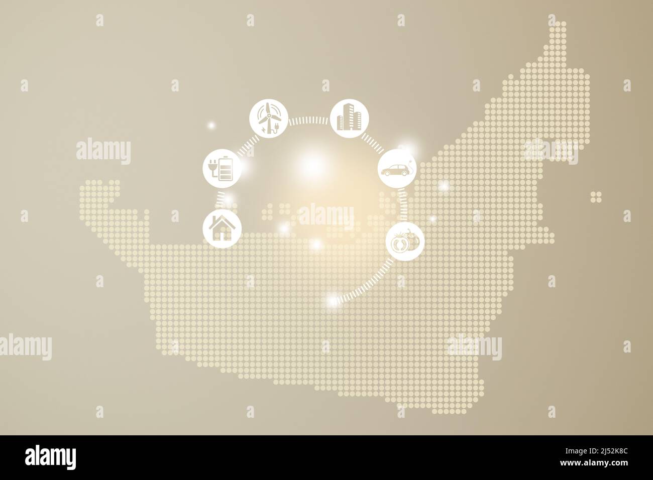 Energy innovation with future industry of power generation icons ...