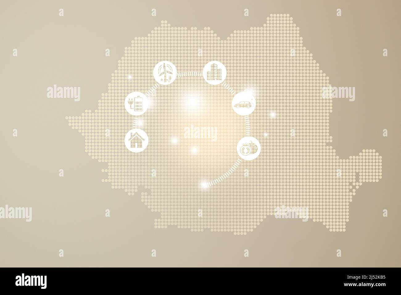 Energy innovation with future industry of power generation icons ...