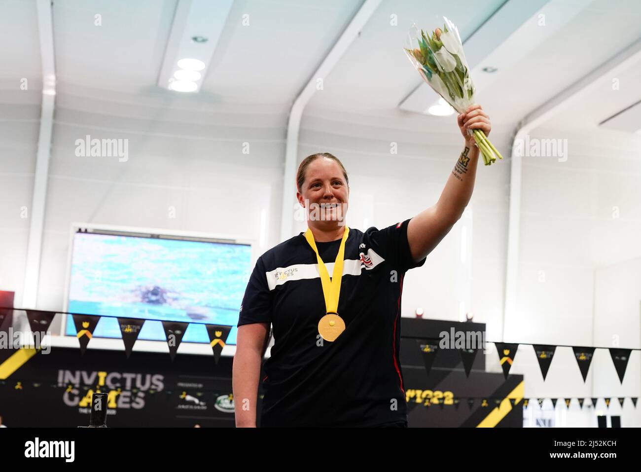 RAF veteran and Team UK Captain Rachel Williamson during the swimming ...