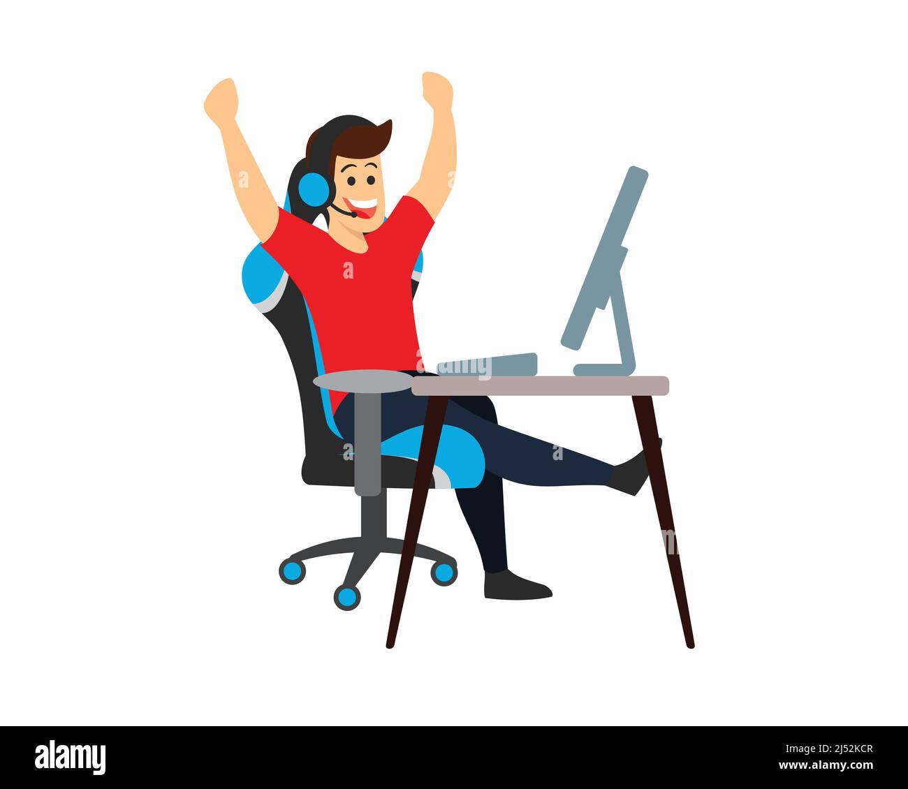 Gamer with Winning Celebration Gesture Illustration Vector Stock Vector ...