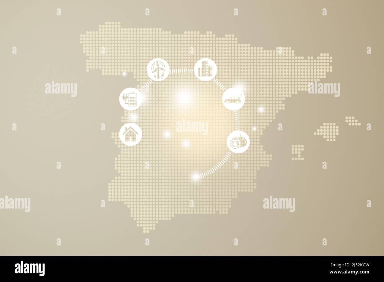 Energy innovation with future industry of power generation icons ...