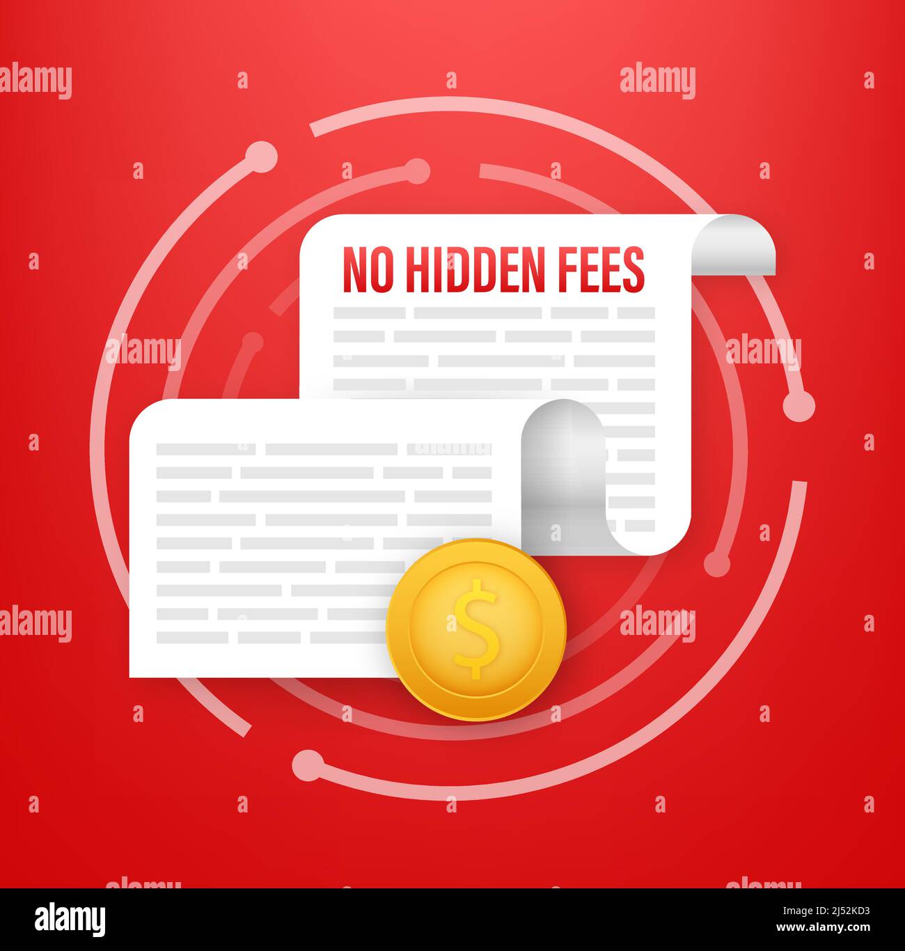 No Hidden Fees. Money guarantee. Make mark lack of fees. Vector stock ...