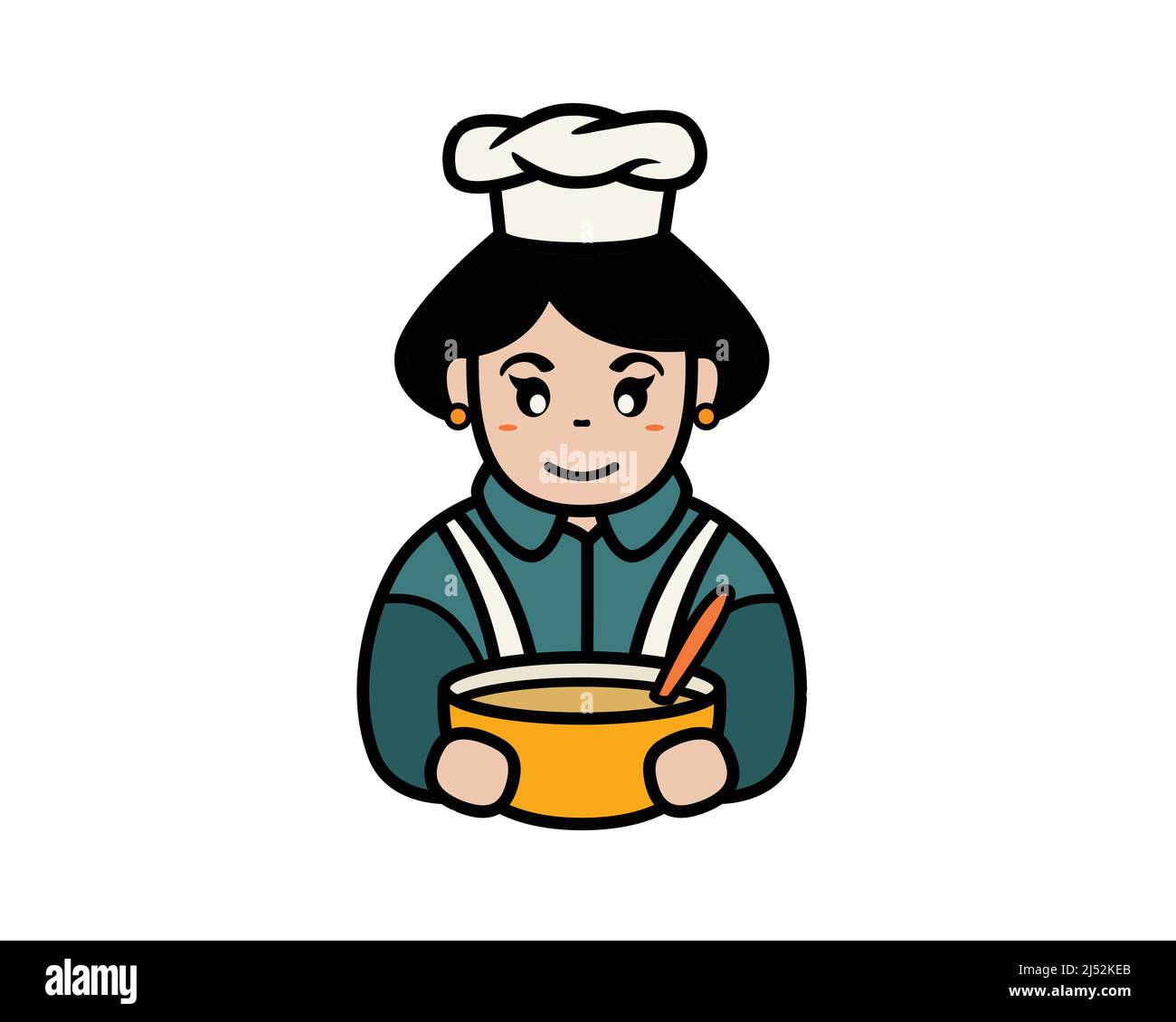 Mom Chef with Her Cake Dough Illustration Vector Stock Vector Image ...